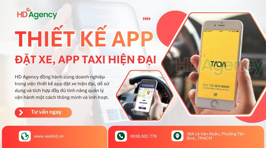 Thiết Kế App Đặt Xe, App Taxi Hiện Đại - HD Agency